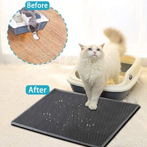 kaxionage Cat Litter Mat, Litter Box Mat,Honeycomb Double Layer Trapping Litter Mat Design,Waterproof Urine Proof Kitty Litter Mat ,Easy Clean Scatter Control (30" X 24", 1Pack Grey)