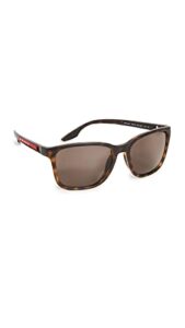 prada linea rossa ps 02ws 58106h havana plastic rectangle sunglasses brown lens