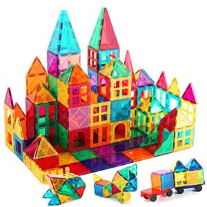 sunhe yhk kids magnetic tiles toys, 100pcs 3d magnetic building blocks tiles set, building construction educational stem toys for 3+ year old boys and girls