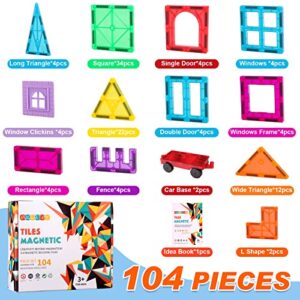 OugerToy Magnetic Building Tiles for Kids,Educational Magnetic Stacking Blocks for Boys Girls, Magnets Construction Toys,Stem Preschool Kidergarten Learning Toys