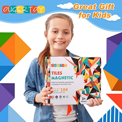 OugerToy Magnetic Building Tiles for Kids,Educational Magnetic Stacking Blocks for Boys Girls, Magnets Construction Toys,Stem Preschool Kidergarten Learning Toys