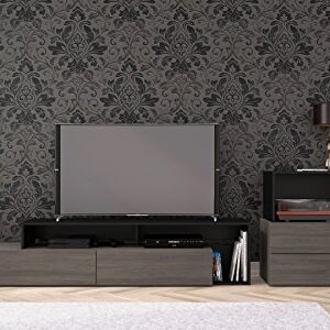 Nexera Tv Stand, 72", Bark Gray/Black