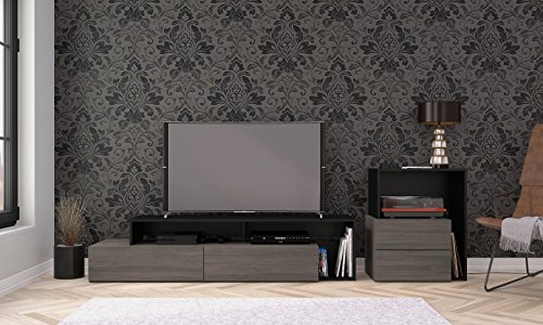 Nexera Tv Stand, 72", Bark Gray/Black