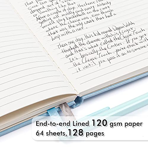 12 Pack Notebooks Journals Bulk with 12 Black Pens, Feela A5 Hardcover Notebook Classic Ruled Journal Set with Pen Holder for School Business Work Travel Writing, 120 GSM, 5.1”x8.3”, Light Blue