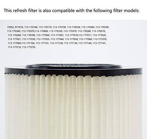 VF4000 Replacement Filter for Ridgid 72947 Wet Dry Vac 5 to 20-Gallon 6-9 Gal Husky Craftsman 17816 Vacuum Compatible WD5500 WD0671 WD1270 RV2400A RV2600B Washable & Reusable Standard Wet/dry Vac Filt