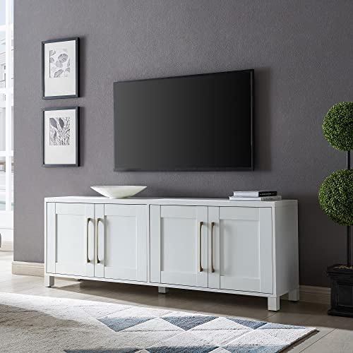 Henn&Hart Rectangular TV Stand for TV's up to 80" in White, TV Stands for the Living Room