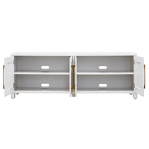 Henn&Hart Rectangular TV Stand for TV's up to 80" in White, TV Stands for the Living Room