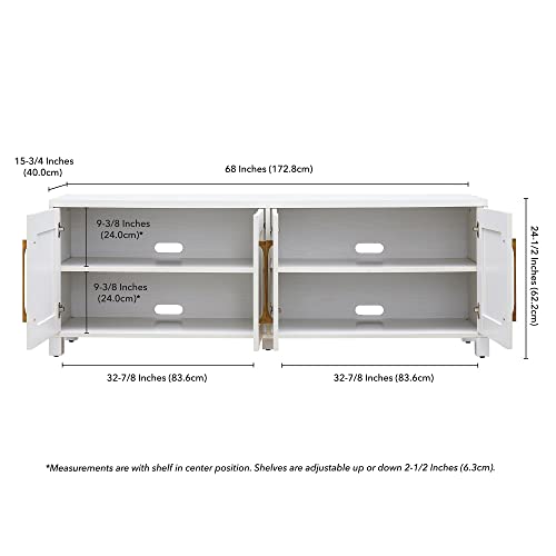 Henn&Hart Rectangular TV Stand for TV's up to 80" in White, TV Stands for the Living Room