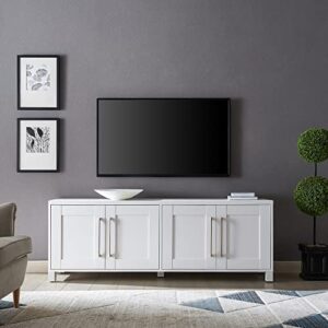 Henn&Hart Rectangular TV Stand for TV's up to 80" in White, TV Stands for the Living Room