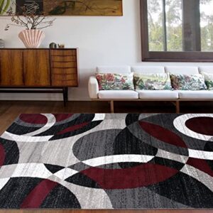 Rugshop Contemporary Abstract Circles Perfect for high Traffic Areas of Your Living Room,Bedroom,Home Office,Kitchen Easy Cleaning Area Rug 5'3" x 7'3" Red