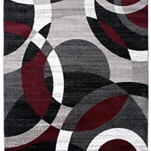 Rugshop Contemporary Abstract Circles Perfect for high Traffic Areas of Your Living Room,Bedroom,Home Office,Kitchen Easy Cleaning Area Rug 5'3" x 7'3" Red