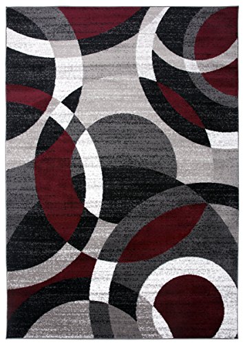 Rugshop Contemporary Abstract Circles Perfect for high Traffic Areas of Your Living Room,Bedroom,Home Office,Kitchen Easy Cleaning Area Rug 5'3" x 7'3" Red