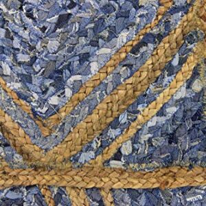 Unique Loom Braided Jute Collection Classic Quality Made Natural Hand Woven with Geometric Design Area Rug (9' 0 x 12' 0 Rectangular, Blue/ Natural)