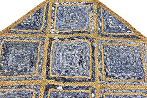 Unique Loom Braided Jute Collection Classic Quality Made Natural Hand Woven with Geometric Design Area Rug (9' 0 x 12' 0 Rectangular, Blue/ Natural)