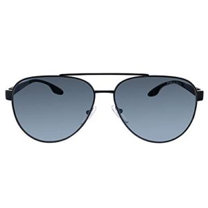 Prada Linea Rossa PS 54TS 1AB5Z1 Black Metal Pilot Sunglasses Grey Polarized Lens