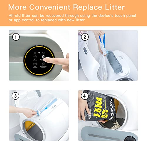 Self-Cleaning Cat Litter Box, Automatic Smart 65L+9L Large Cleaning Litter Box, APP Control Odor Removal Litter Box for Multiple Cats