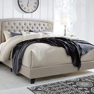 Signature Design by Ashley Jerary Farmhouse Button-Tufted Upholstered Platform Bed, King, Light Gray