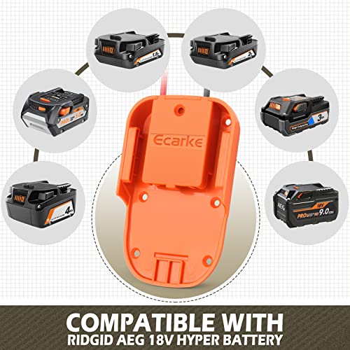 Ecarke Power Wheels Battery Adapter for Ridgid AEG 18V Hyper Lithium Battery Dock Power Connector Battery Converter 12 Gauge Robotics for DIY RC Toy Car Truck,E-Bike（1 Pcs）