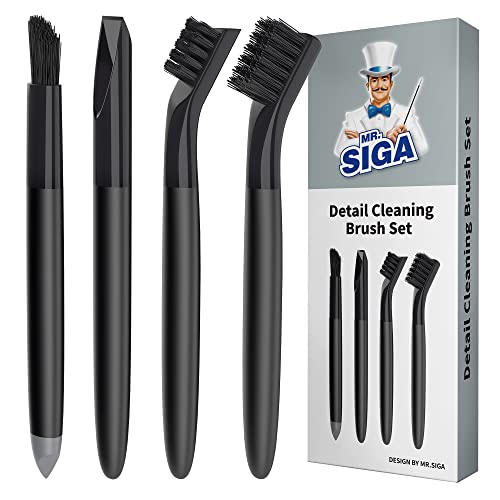 MR.SIGA Grout Cleaner Brush Set, Detail Cleaning Brush Set for Tile, Sink, Drain, Grout Brush Set for Edge, Crevice Cleaning