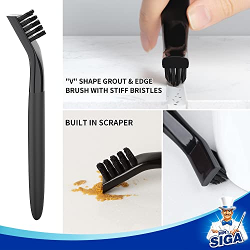 MR.SIGA Grout Cleaner Brush Set, Detail Cleaning Brush Set for Tile, Sink, Drain, Grout Brush Set for Edge, Crevice Cleaning