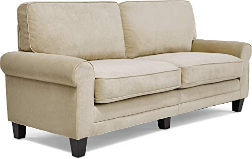 Serta Copenhagen 78" Sofa - Pillowed Back Cushions and Rounded Arms, Durable Modern Upholstered Fabric - Marzipan