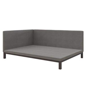 dhp dale upholstered daybed/sofa bed frame, full size, grey linen