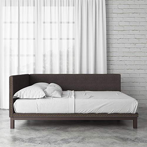 DHP Dale Upholstered Daybed/Sofa Bed Frame, Full Size, Grey Linen