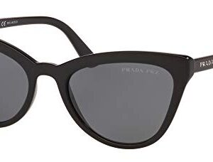 Prada Catwalk PR 01VS 1AB5Z1 Black Plastic Cat-Eye Sunglasses Grey Polarized Lens