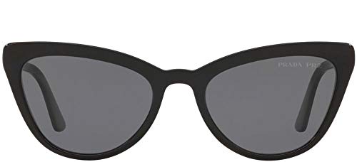 Prada Catwalk PR 01VS 1AB5Z1 Black Plastic Cat-Eye Sunglasses Grey Polarized Lens