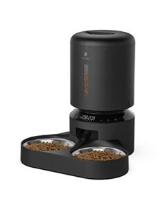 petlibro automatic cat feeder for two cats, 5l dry food dispenser with splitter and two stainless bowls, 10s meal call and timer setting, 50 portions 6 meals per day for cat and dog