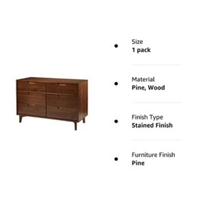 Walker Edison Mid Century Modern Grooved Handle Wood Dresser Bedroom Storage Drawer Organizer Closet Hallway, 6 Drawer, Walnut