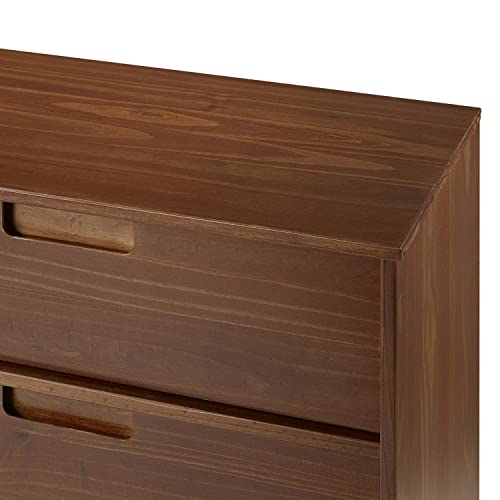 Walker Edison Mid Century Modern Grooved Handle Wood Dresser Bedroom Storage Drawer Organizer Closet Hallway, 6 Drawer, Walnut