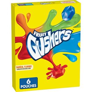 gushers fruit flavored snacks, tropical, gluten free, 0.8 oz, 6 ct