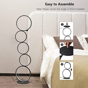 NUÜR Modern Floor Lamp, Ring Standing Lamp, Dimmable, Metallic Feel, Artistic Trendy Design, Energy-Saving, Touch Switch, Ideal for Home, Office, Eco-Friendly