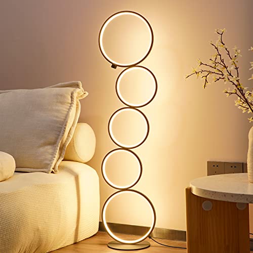 NUÜR Modern Floor Lamp, Ring Standing Lamp, Dimmable, Metallic Feel, Artistic Trendy Design, Energy-Saving, Touch Switch, Ideal for Home, Office, Eco-Friendly