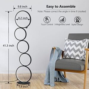 NUÜR Modern Floor Lamp, Ring Standing Lamp, Dimmable, Metallic Feel, Artistic Trendy Design, Energy-Saving, Touch Switch, Ideal for Home, Office, Eco-Friendly