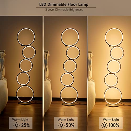 NUÜR Modern Floor Lamp, Ring Standing Lamp, Dimmable, Metallic Feel, Artistic Trendy Design, Energy-Saving, Touch Switch, Ideal for Home, Office, Eco-Friendly