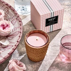 NEST Fragrances Himalayan Salt & Rosewater Scented Classic, Long-Lasting Candle for Home with Rattan Sleeve, 8 Oz