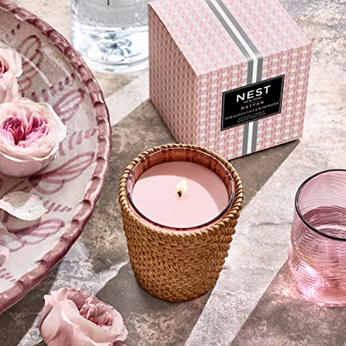 NEST Fragrances Himalayan Salt & Rosewater Scented Classic, Long-Lasting Candle for Home with Rattan Sleeve, 8 Oz