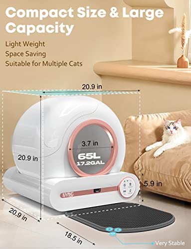 Litter Box Self Cleaning Easy to Use - Pet Friendly Automatic Cat Litter Box with Clean Air - Large Space Kitty Litter Box Self Cleaning - Cat Litter Box Smart