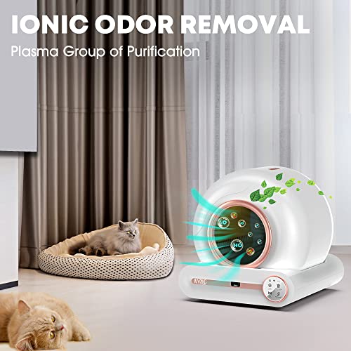 Litter Box Self Cleaning Easy to Use - Pet Friendly Automatic Cat Litter Box with Clean Air - Large Space Kitty Litter Box Self Cleaning - Cat Litter Box Smart