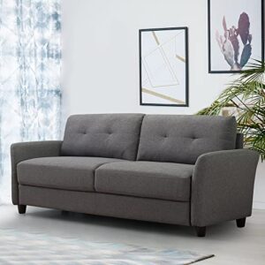 zinus ricardo sofa couch / tufted cushions / easy, tool-free assembly, dark grey