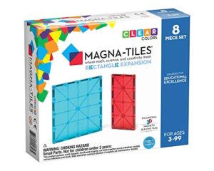 magna tiles rectangles expansion set, the original magnetic building tiles for creative open-ended play, educational toys for children ages 3 years + (8 pieces)