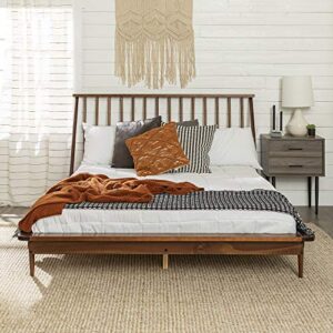 home accent furnishings queen modern wood spindle bed – walnut