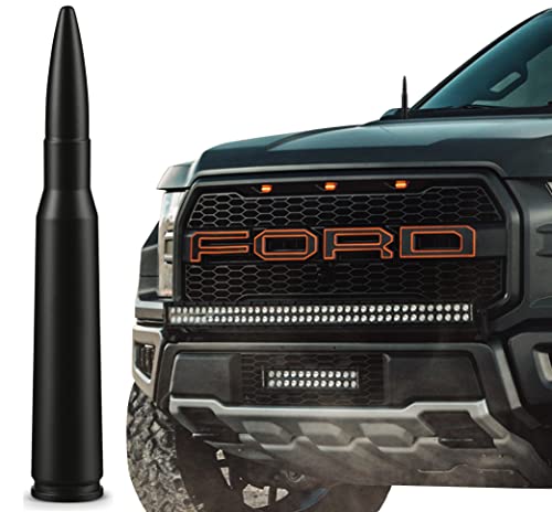 EcoAuto Bullet Antenna Replacement for Dodge RAM & Ford F150 F250 F350 Super Duty Ford Raptor Bronco Trucks - Anti-Theft Design - Short Replacement Antenna 1990 - Current (Matte Black)