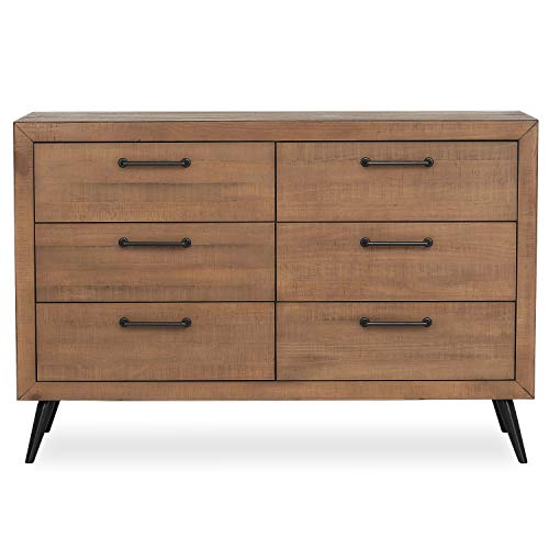 Evolur Stilnovo Mid Century Double Dresser, Sugar Cane (928-SC) , 52x18x35 Inch (Pack of 1)