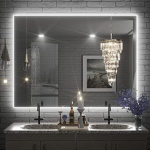 keonjinn 40 x 32 inch led bathroom mirror with lights acrylic backlit vanity mirror anti-fog lighted bathroom mirror for wall cri90 high definition dimmable large makeup mirror(horizontal/vertical)