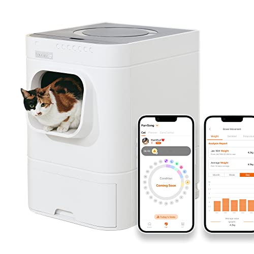 LavvieBot S Robotic Litter Box - Self-Cleaning - Automatic Refills - Monitor Multiple Cats Health - Natural Gel Deodorizer