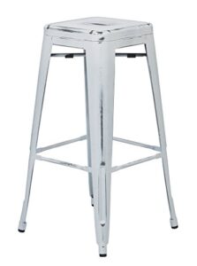 osp home furnishings bristow antique metal barstool, 30-inch, 4-pack, antique white