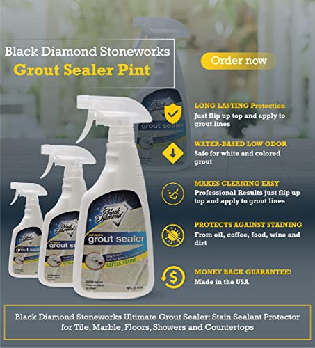 Black Diamond Stoneworks Ultimate Grout Sealer: Stain Sealant Protector for Tile, Marble, Floors, Showers and Countertops.